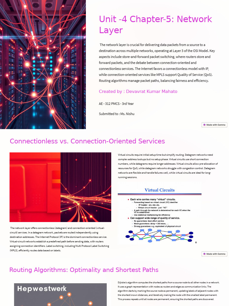 Unit 4 Chapter 5 Network Layer | PDF | Routing | Computer Network