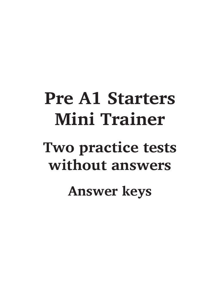 Fun Skills Pre A1 Starters Mini Trainer Answer Key | PDF