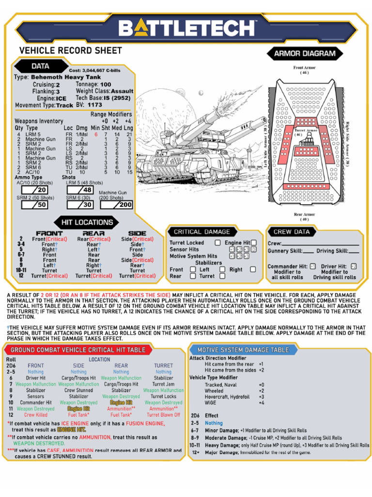 Behemoth Heavy Tank | PDF