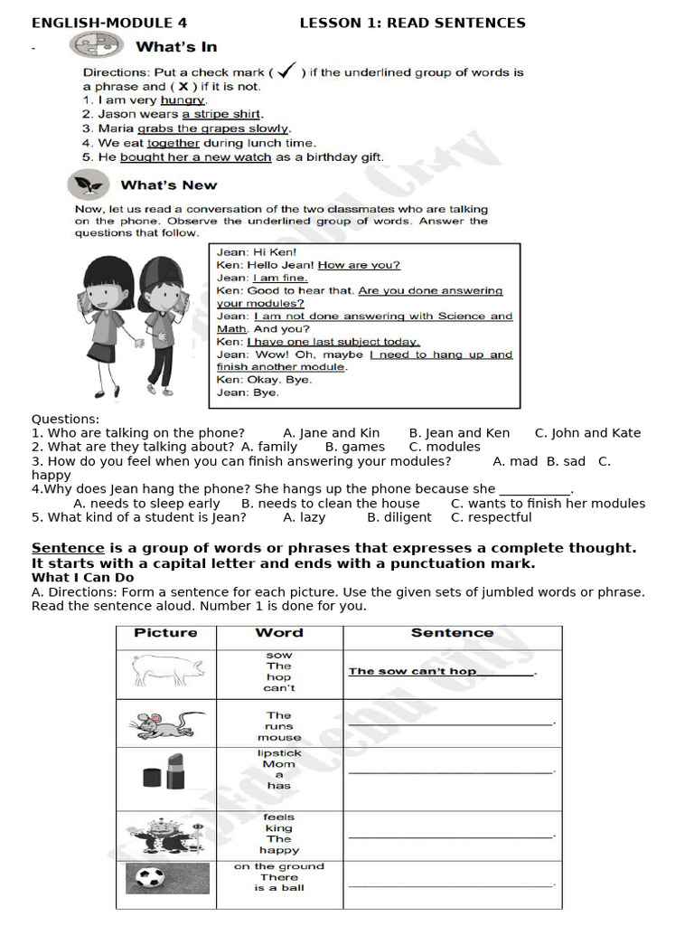 English Module 4: Reading Lessons | PDF