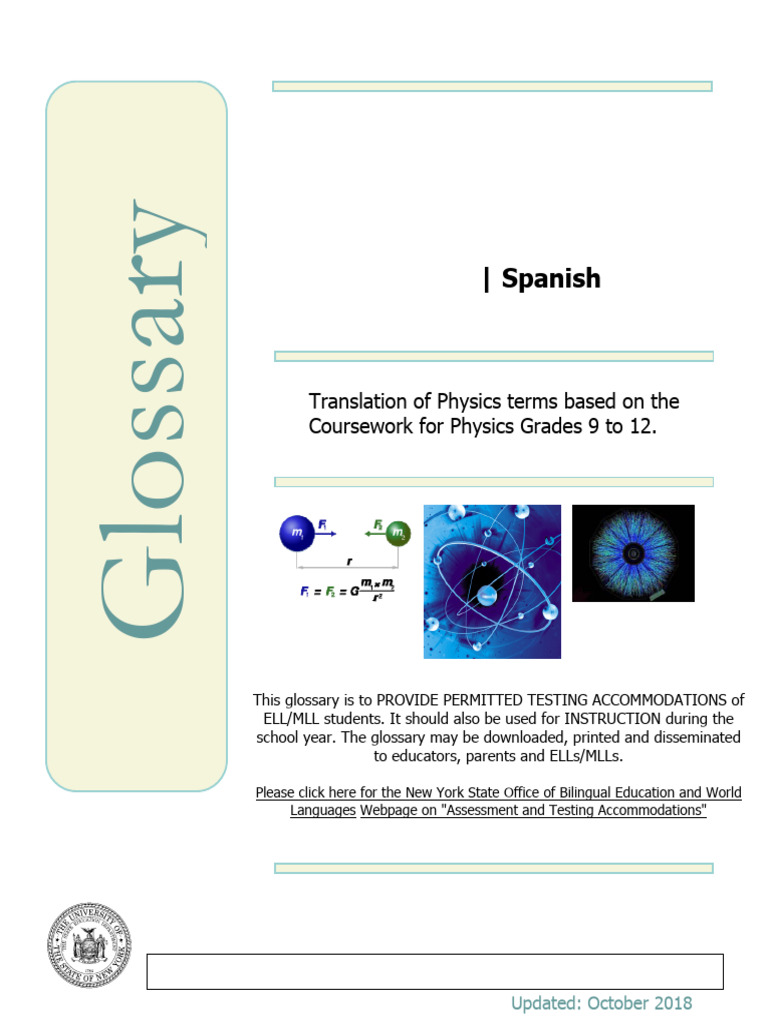 Spanish Physics Glossary for ELL Students | PDF | Physical Phenomena