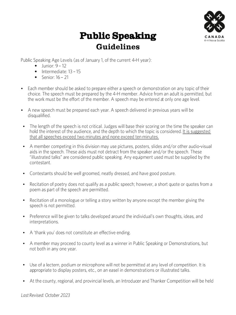 Public Speaking Guidelines | PDF