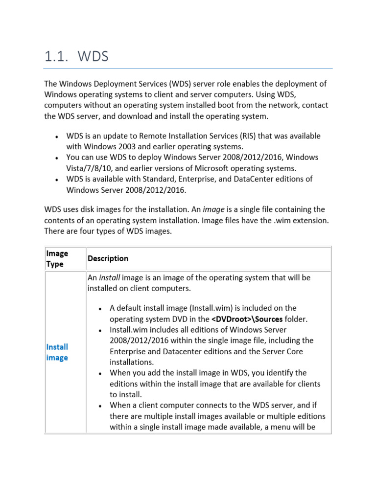 WDS Overview and Image Types | PDF | Computer File | Ip Address