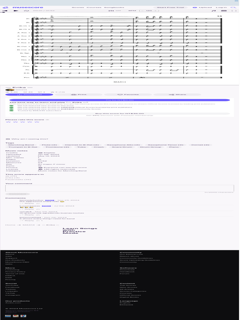 Erika Marching Band Sheet Music | PDF