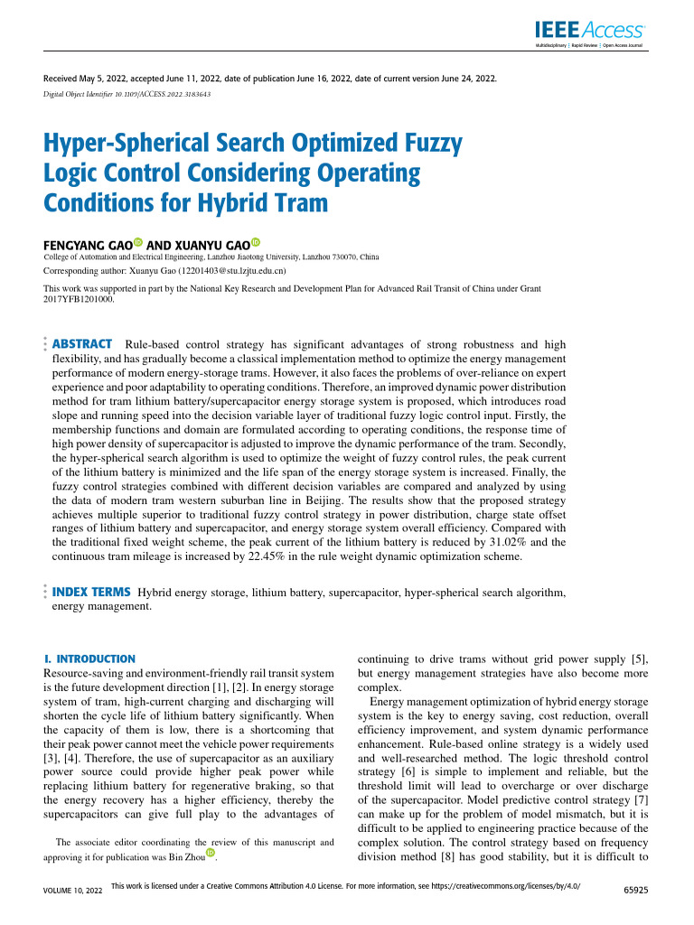 Hyper-Spherical Search Optimized Fuzzy Logic Contr | PDF | Fuzzy Logic | Lithium Ion Battery