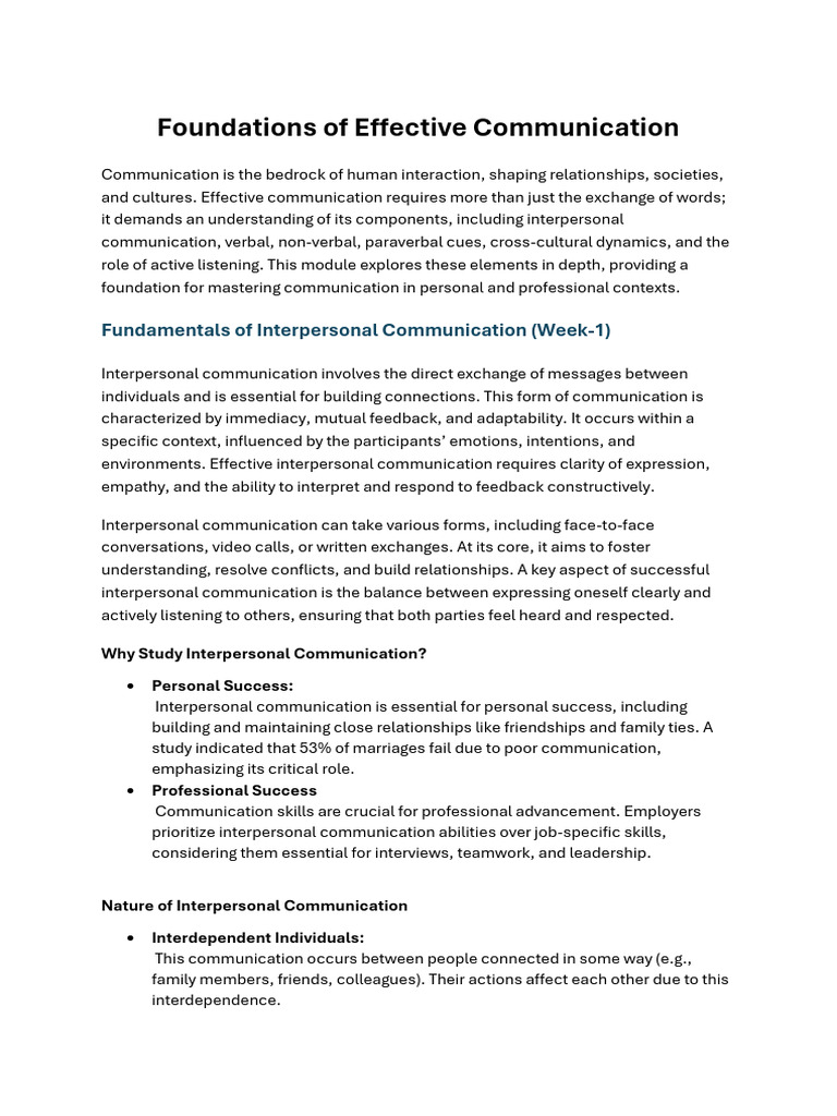 Foundations of Effective Communication | PDF | Communication ...