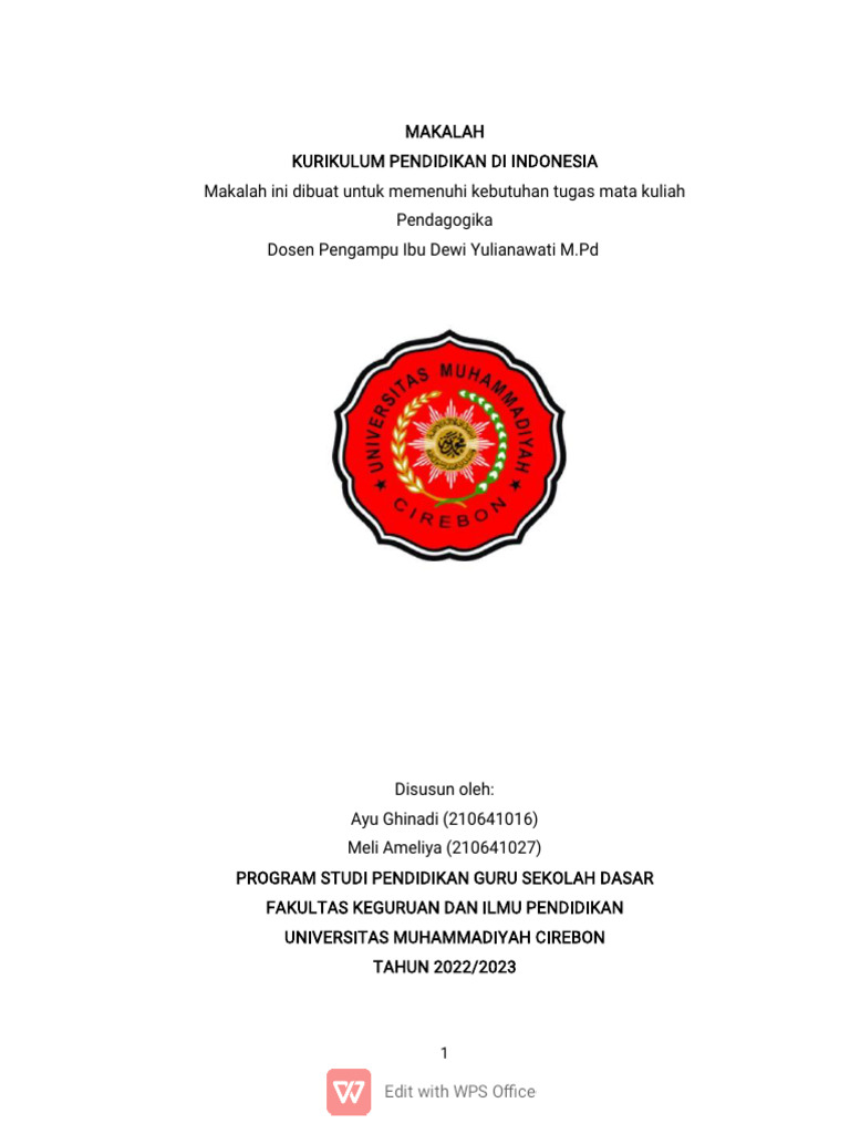 Kurikulum Pendidikan di Indonesia 2023 | PDF