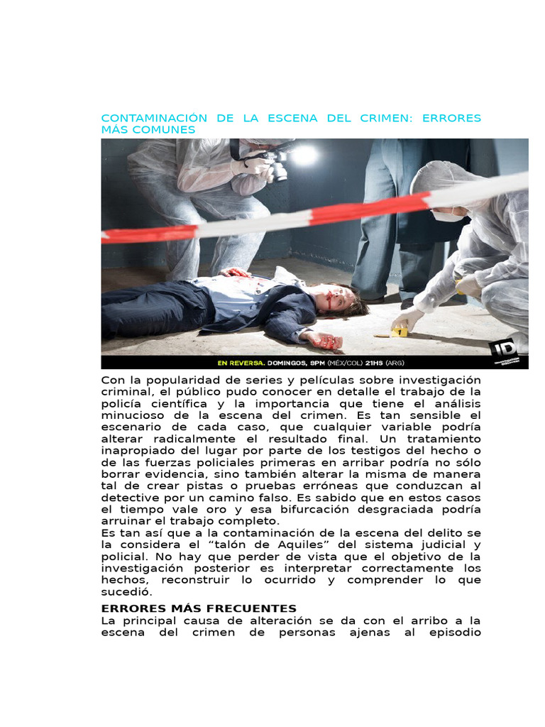 Contaminación en la Escena del Crimen | PDF | Policía | Testigo