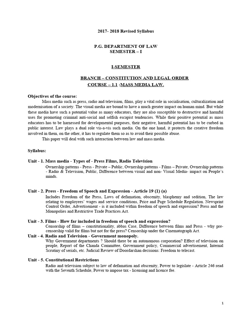 Law-Syllabus-2017-2018 | PDF | Human Rights | Constitution