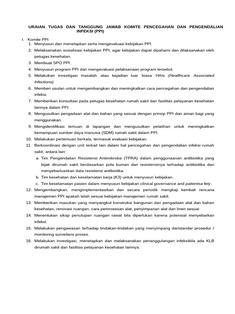 Uraian Tugas Komite PPI | PDF