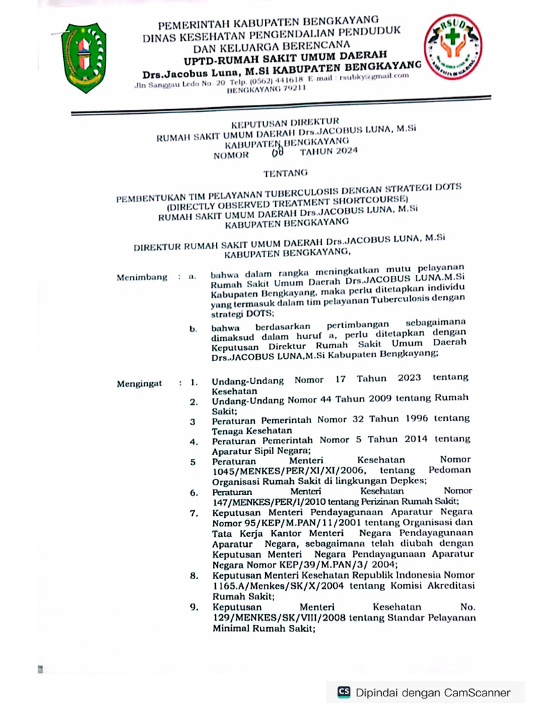 Keputusan Direktur RSUD Drs. Jacobus Luna, M.Si Kabupaten Bengkayang ...