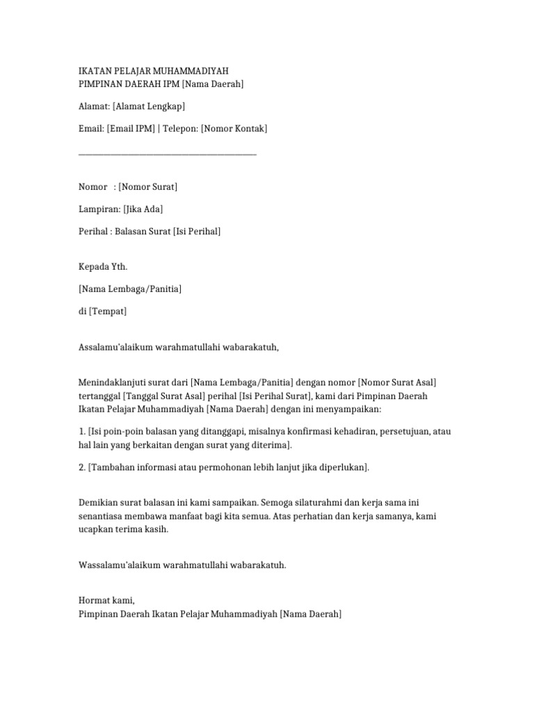 Surat Balasan IPM | PDF