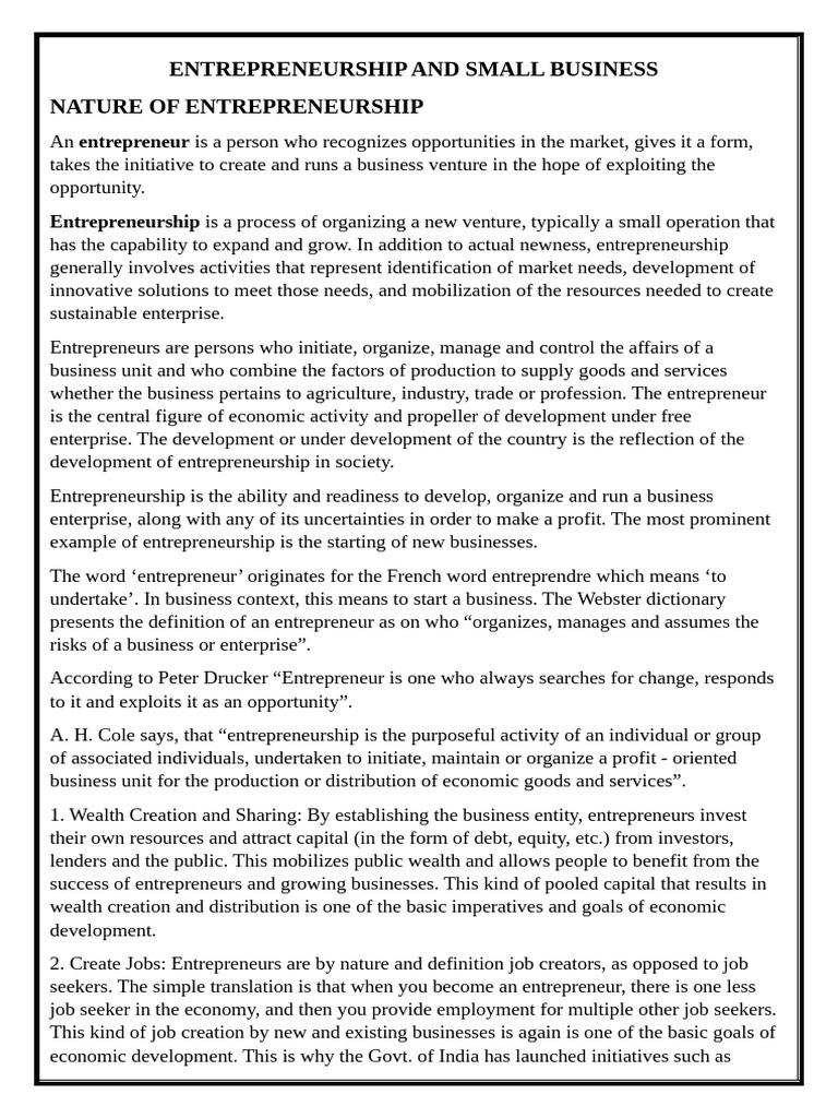 Entrepreneurship and Small Business | PDF | Entrepreneurship | Gross ...
