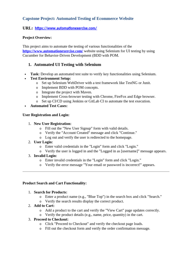 Capstone Project Ecommerce | PDF | Login | Software Testing