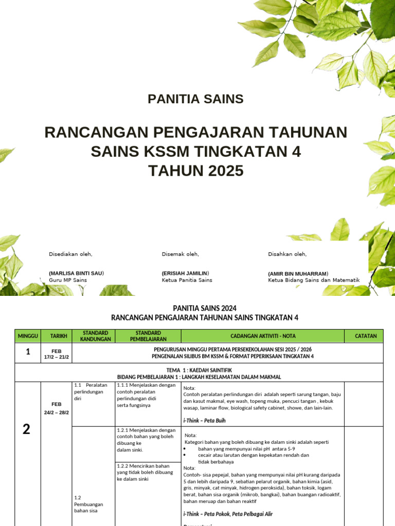 RPT SAINS T4 KSSM 2025 | PDF