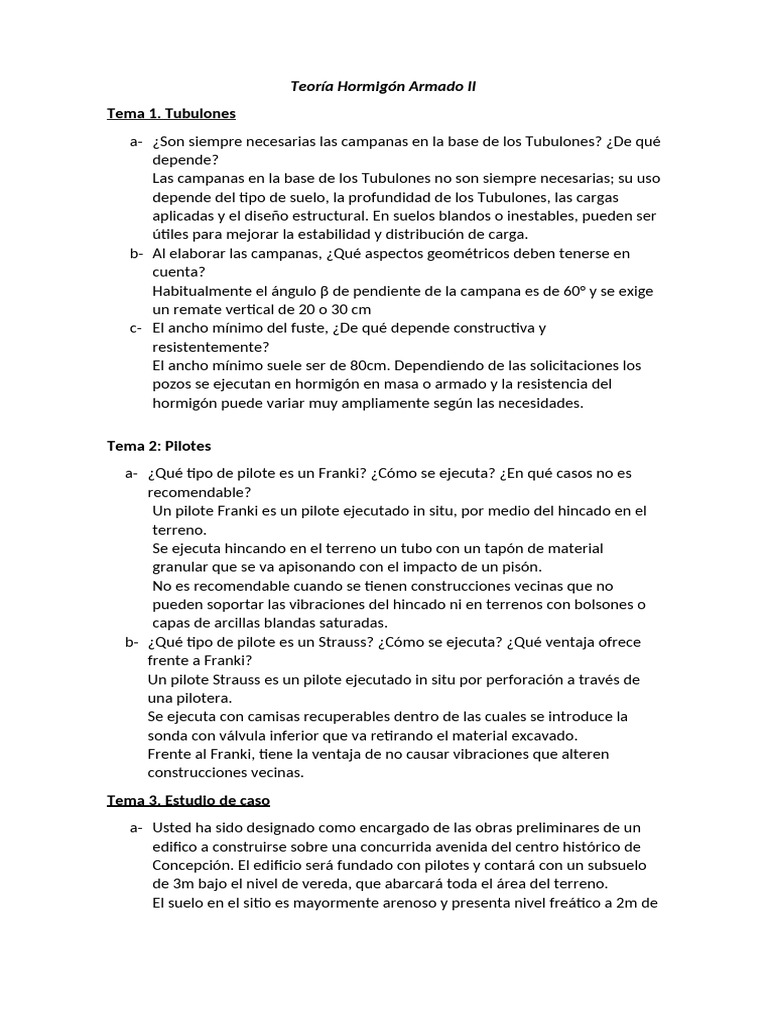 Diseño de Tubulones en Hormigón Armado | PDF | Fundación profunda ...