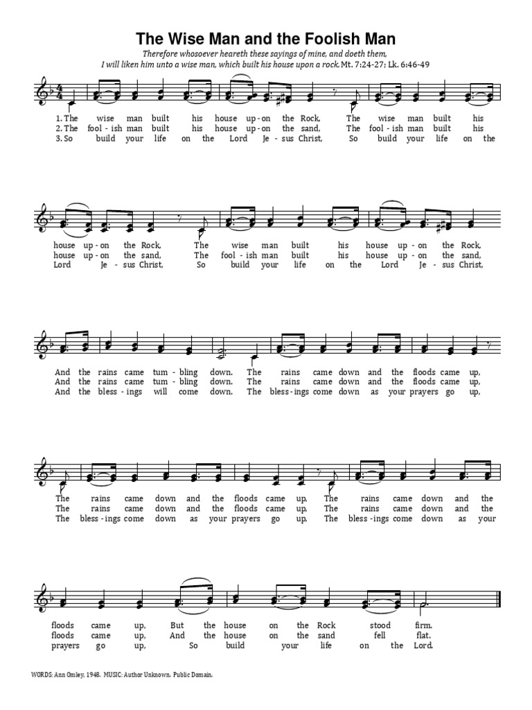 Wise and Foolish Man Song Lyrics | PDF | Christian Worship And Liturgy ...