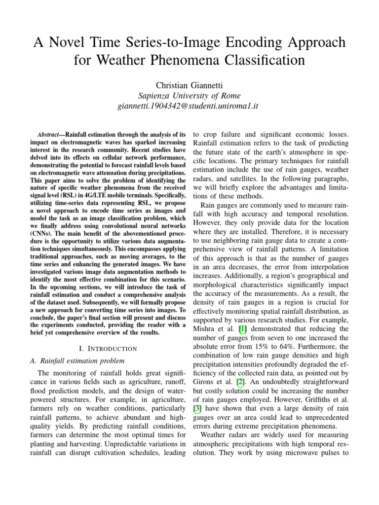 Time Series Image Encoding for Rainfall Classification | PDF | Time ...