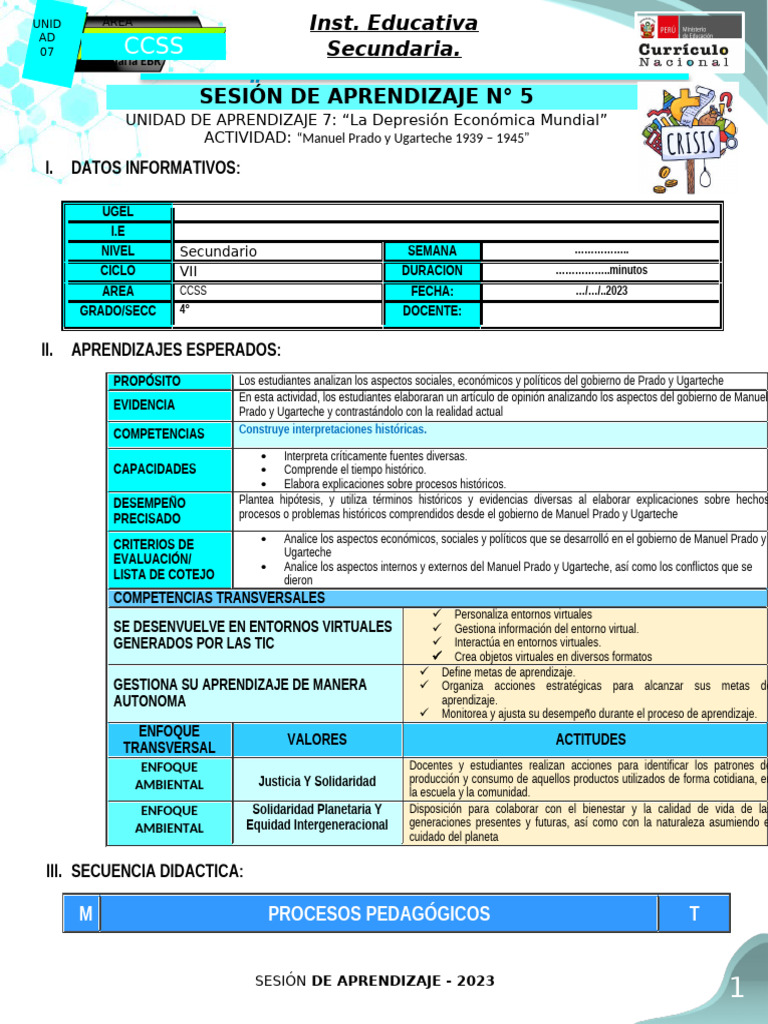 Sesion CCSS 4° Sec-Semana 05 Uni 7 | PDF | Aprendizaje | Cognición