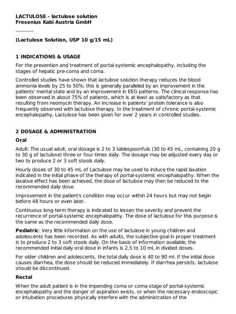 Lactulose - Lactulose Solution Fresenius Kabi Austria GMBH | PDF | Medical Specialties ...