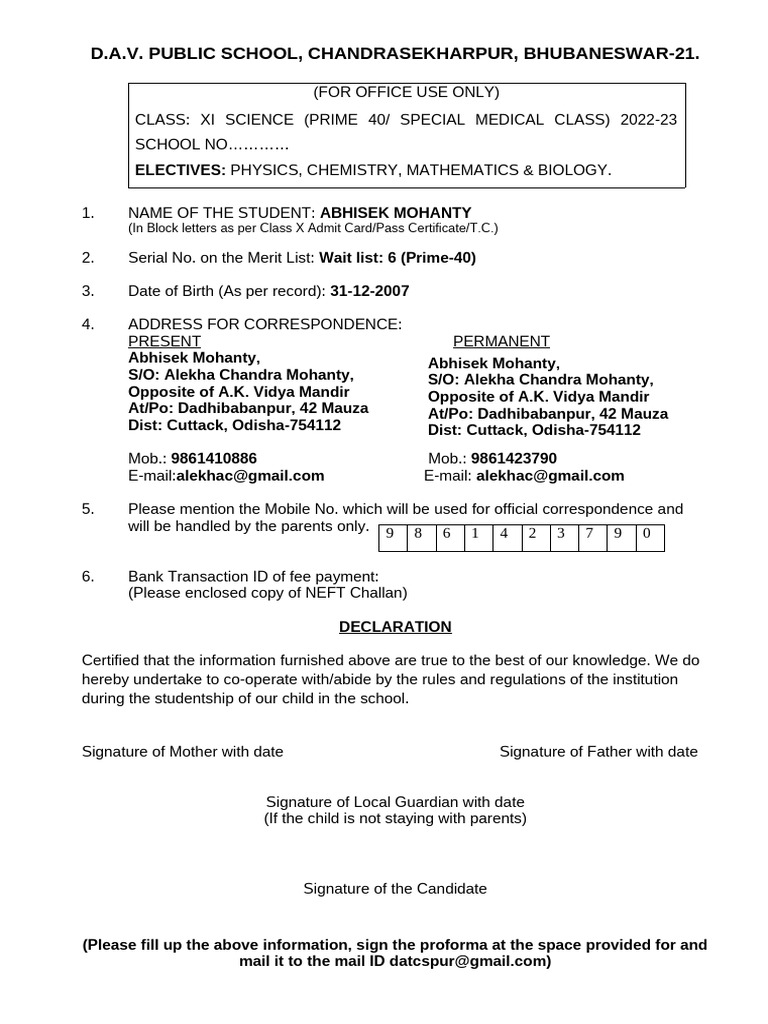 Proforma of Prime 40 & Spl. Medical | PDF