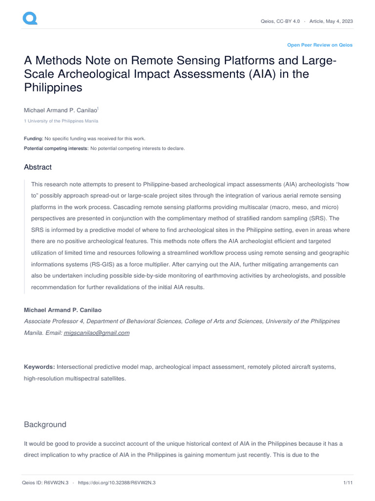 A Methods Note On Remote Sensing Platforms and Large-Scale ...