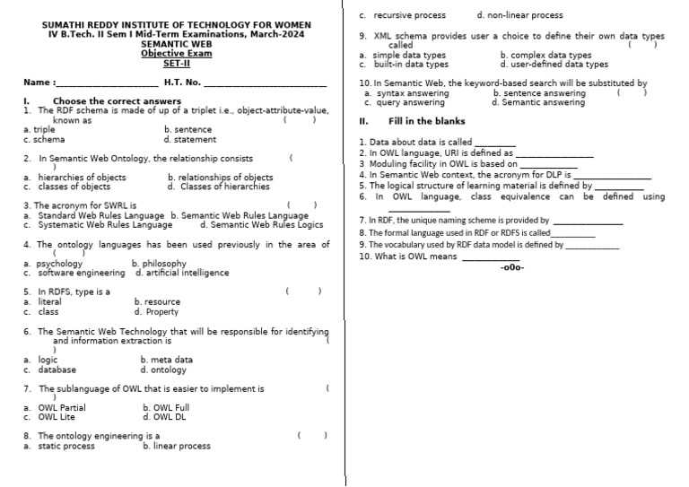 IV SW MID-1 Objective Set-II | PDF | Resource Description Framework | Semantic Web