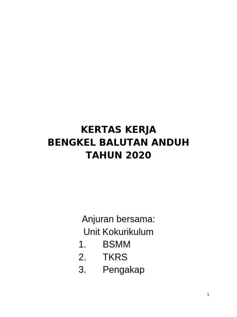 Kertas Kerja Bengkel Balutan PBSM | PDF