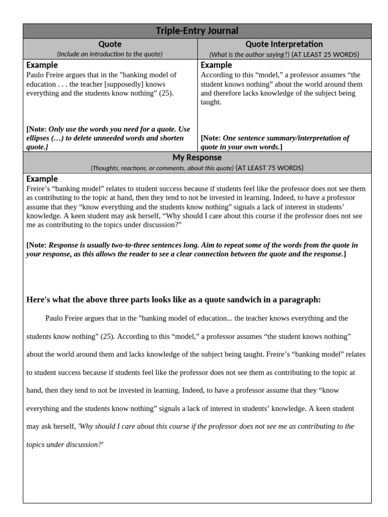 Triple-Entry Journal Exercise | PDF | Knowledge | Cognition