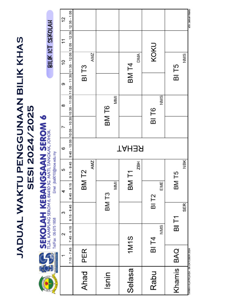 Jadual Penggunaan Bilik Ict | PDF