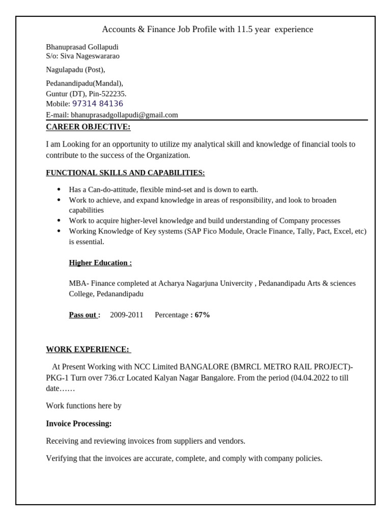 Naukri BHANUPRASADGOLLAPUDI (11y 4m) | PDF | Accounts Payable | Expense