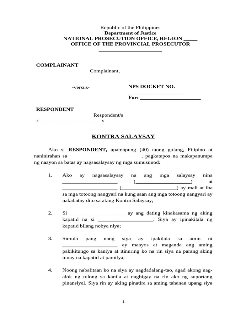 Kontra Salaysay Template | PDF