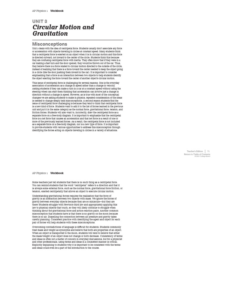 Student Workbook (Solutions) - Unit 2.9 (Circular Motion) | PDF | Force | Acceleration
