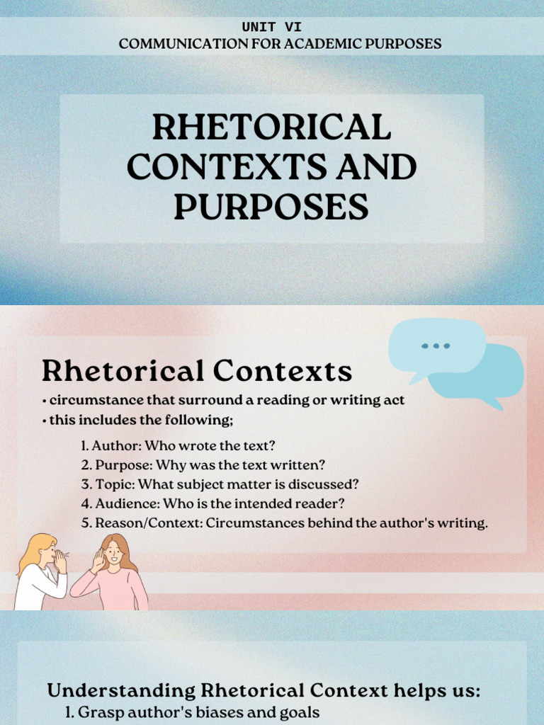 Rhetorical Context and Purposes | PDF | Rhetoric | Logos