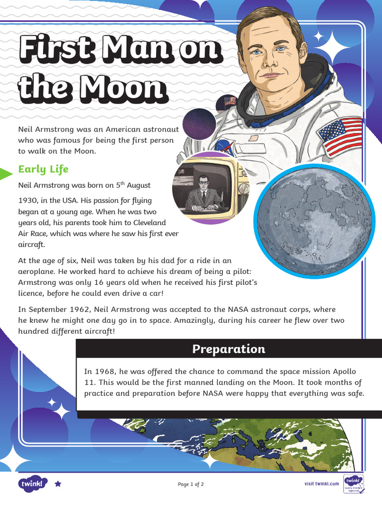 LKS2 Neil Armstrong Differentiated Reading Comprehension Activity | PDF ...