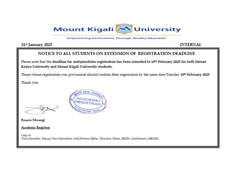 Registration Deadline Extended Notice | PDF