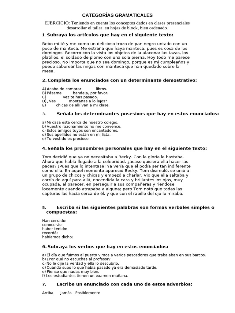 Categorias Gramaticales | PDF | Sustantivo | Adverbio