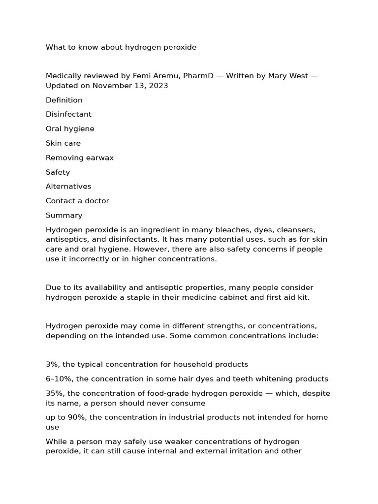 About Hydrogen Peroxide | PDF