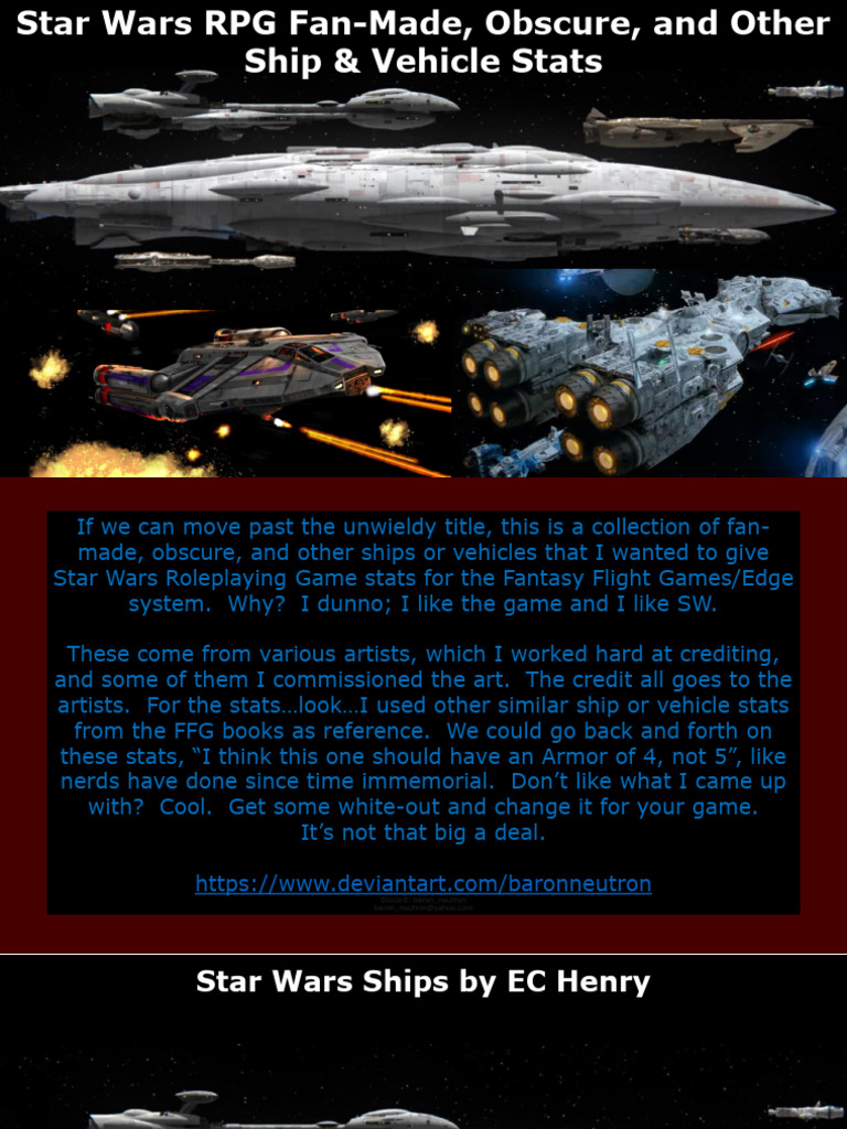 SW RPG FanMade-Obscure-Other Ship-Vehicle Stats | PDF | Cruiser | Ships