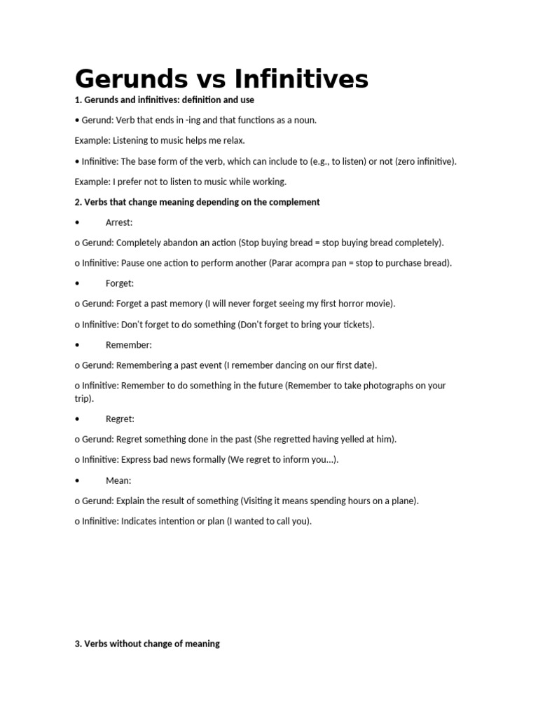 Gerunds vs Infinitives | PDF