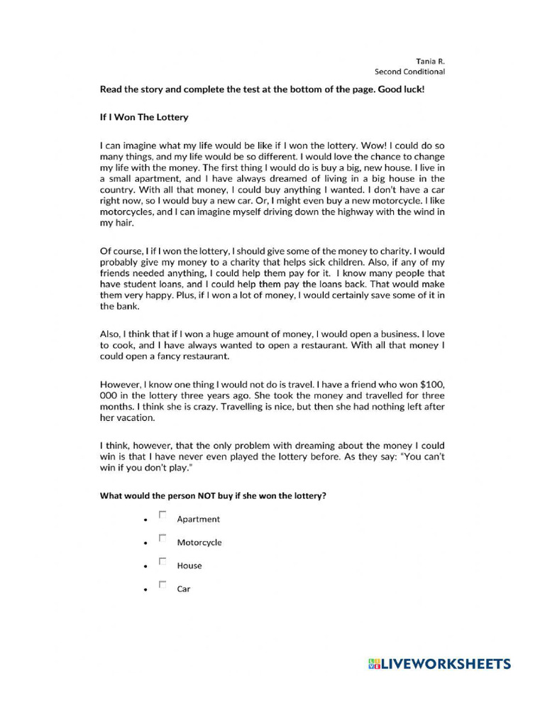 Second Conditional Reading | PDF