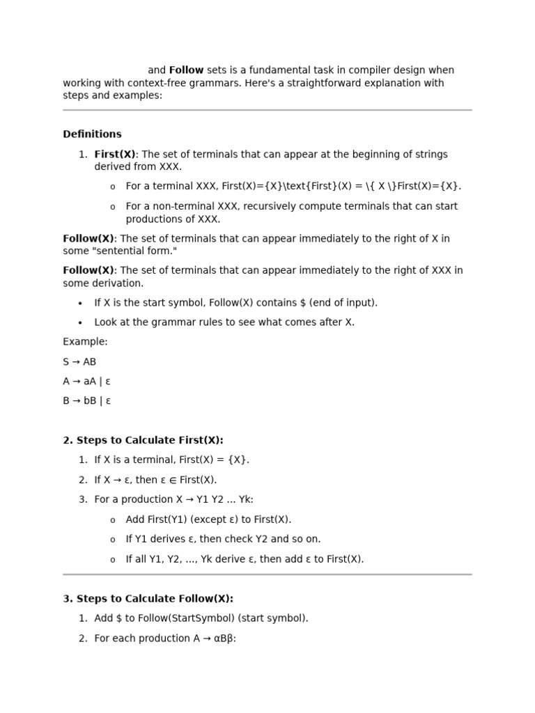 Calculating First and Follow Functions | PDF | Computer Science | Language Mechanics