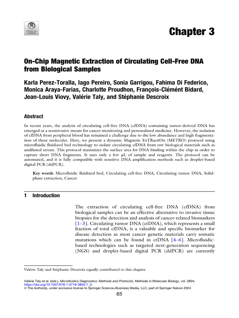 On-Chip Magnetic Extraction of Circulating Cell-Free DNA From Biological Samples | PDF ...