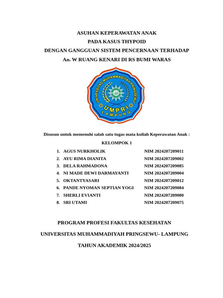 Asuhan Keperawatan Anak: Demam Typhoid | PDF