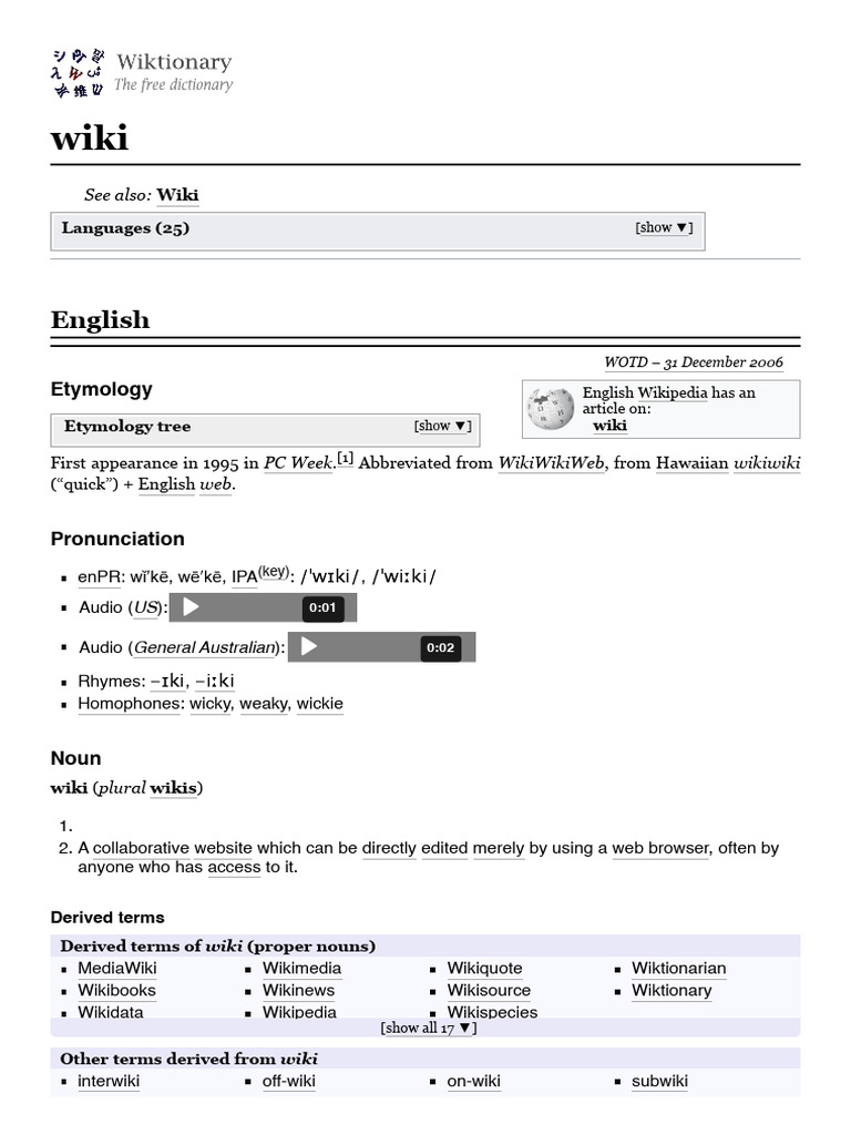 Wiki - Wiktionary, The Free Dictionary | PDF | English Language ...