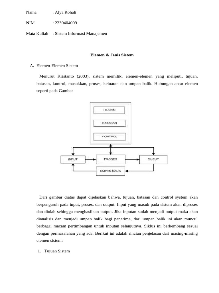 Sistem Informasi Manajemen_Elemen&Jenis Sistem_AlyaRohali(223040409 ...