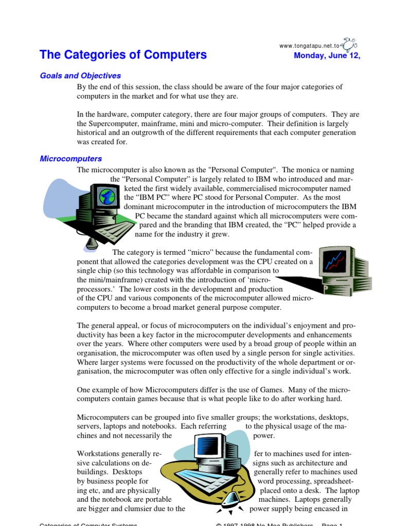 Categories of Computers | Download Free PDF | Microcomputers | Laptop