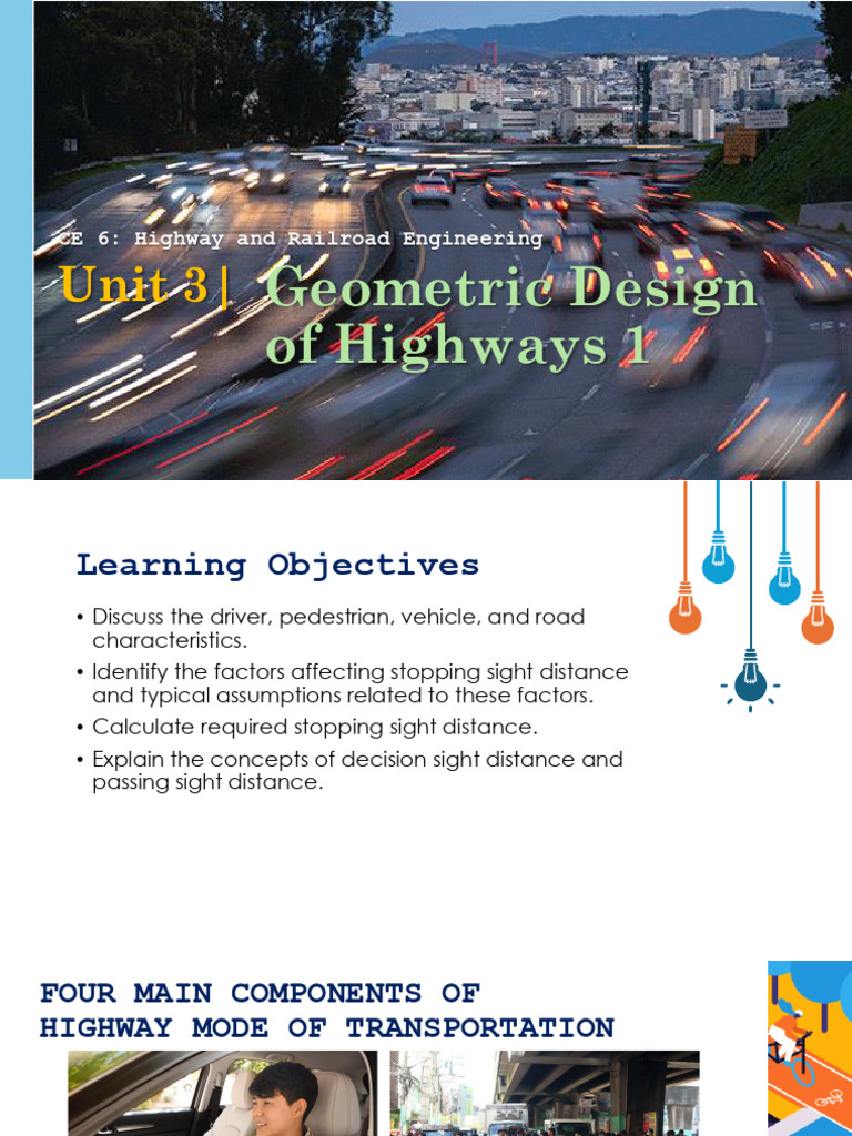L03. Geometric Design of Highways 1 | PDF | Visual Perception | Land ...