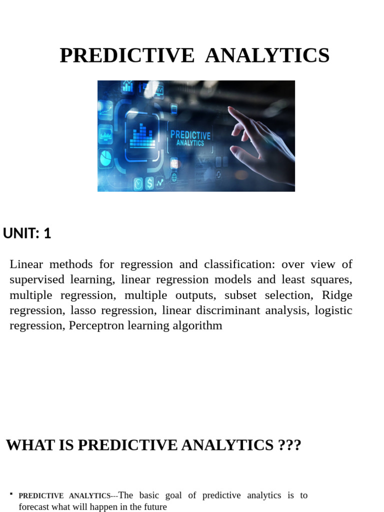 Predictive Analytics | PDF | Regression Analysis | Logistic Regression