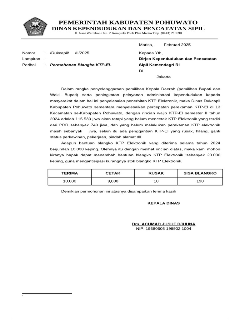 Surat Permohonan Blangko | PDF